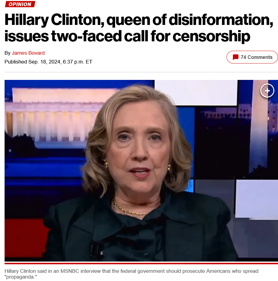 N.Y. Post: Hillary Clinton, queen of disinformation, issues two-faced ...