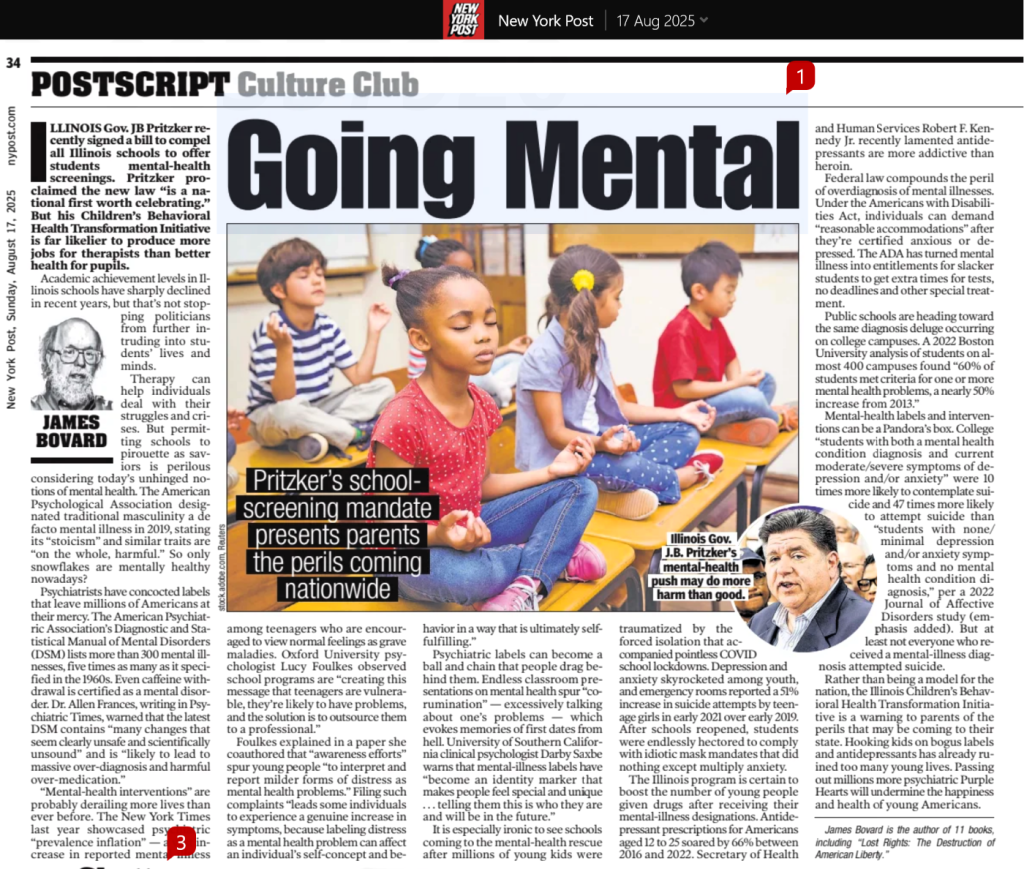 N.Y. Post: Schools Latest Mental Wrecking Ball for Kids - James Bovard
